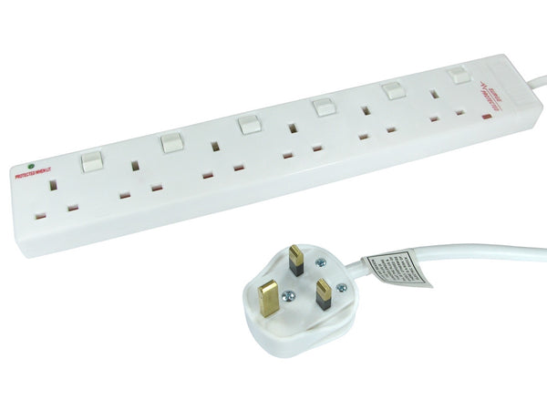 6 way Uk Extension Power Socket Switched – FruityCables